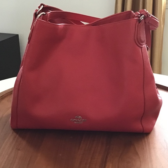 Coach | Bags | Coach Red Leather Handbag | Poshmark